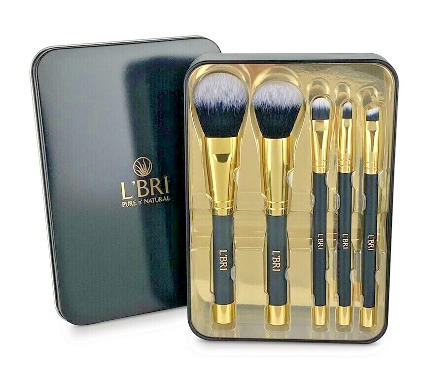 L'BRI 5 Pc Brush Set / Travel Case NEW (Magnetic Handles Hold Brush ...