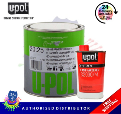 UPOL S2025 1.25 Litre 2K High Build Primer GREY + S2030 Fast Hardener ...