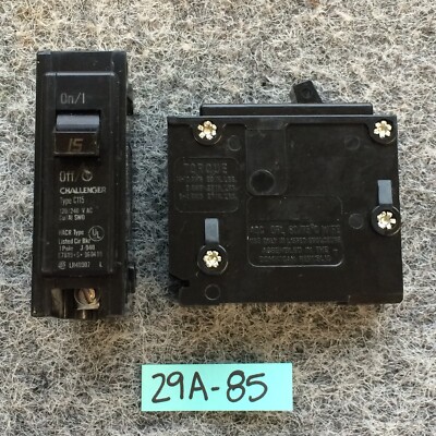 Lot of 2 Challenger Type C C115 1 POLE 15 AMP 240V CIRCUIT BREAKER ...