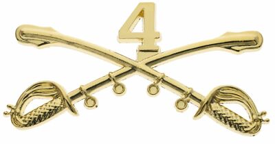 Army 4th Cavalry Crossed Sabres Gold Tone 2 1/4 inch Hat Pin EE16085 ...