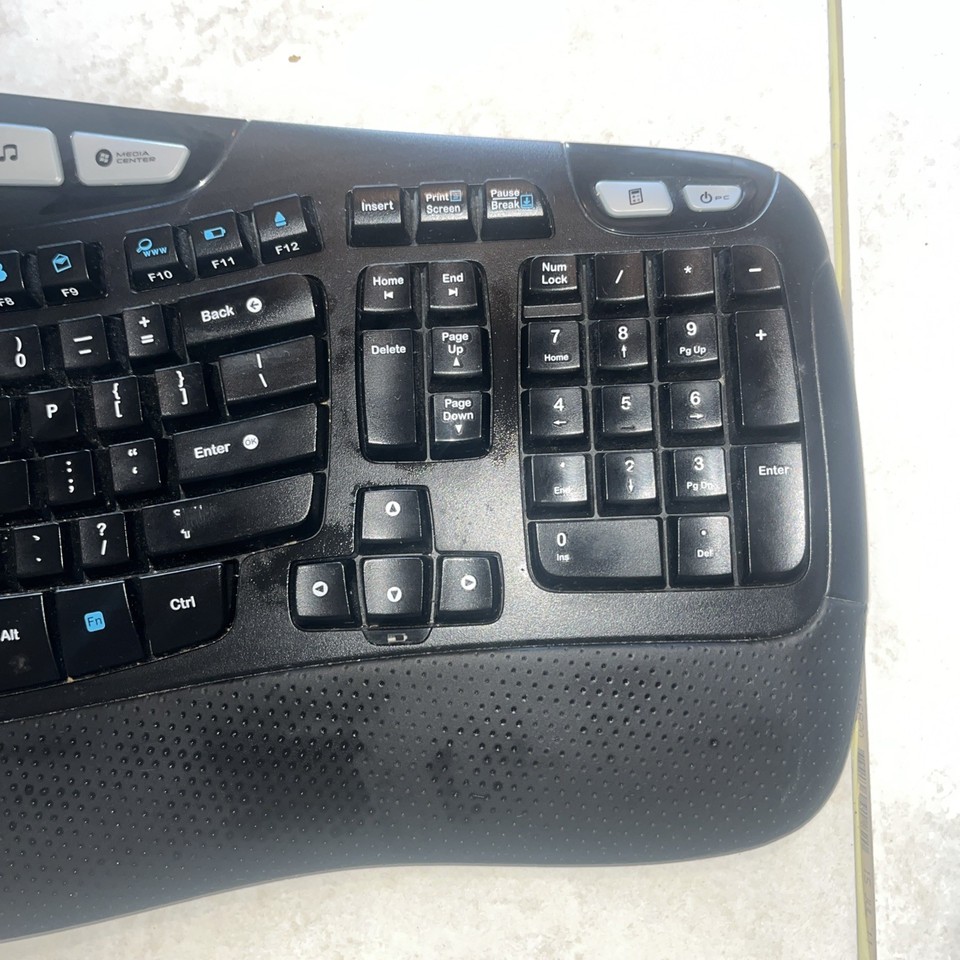 Logitech K350 Wireless Comfort Wave Ergonomic Keyboard Black No Dongle ...