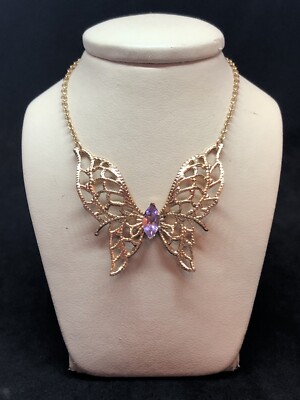 Lind 14kGE Amethyst Butterfly Necklace, Vintage Lind Necklace, Lind ...