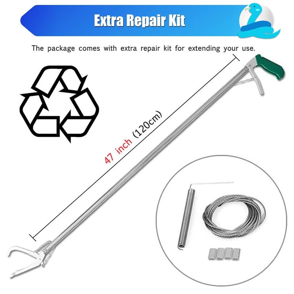 47" Heavy Duty Snake Tongs Hook Reptile Grabber Catcher Wide Jaw ...