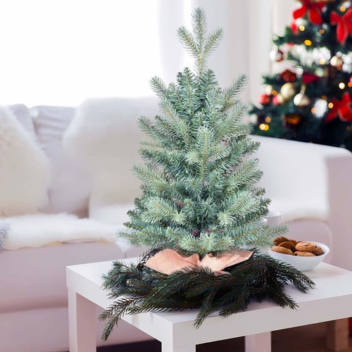 2/3 ft Unlit Blue Spruce Artificial Christmas Tree Tabletop Mini Xmas ...
