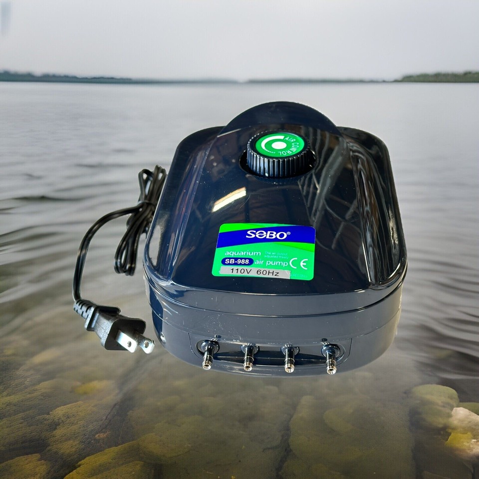 Quad Outlet 12W Aquarium Oxygen Air Pump Air Flow Fish Tank Air ...