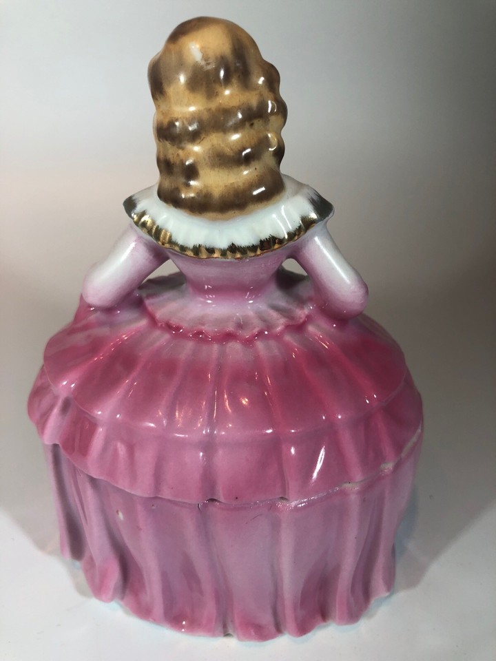 VINTAGE POWDER JAR VICTORIAN LADY HALF DOLL ART DECO GIRL PORCELAIN ...