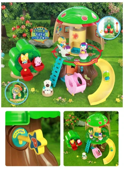 Pororo Forest Playground Tree House Toy Set w/ 6 Figures Kids Playset ...