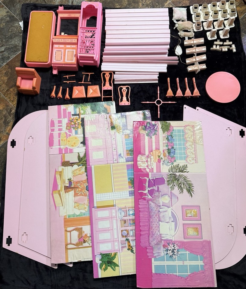 Barbie Magic Sounds House Pink Sparkles Furniture Set Mattel 2464 1991 ...