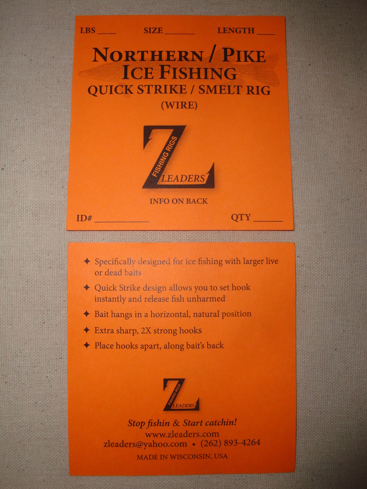 3 - ICE FISHING WEIGHTED QUICK STRIKE / SMELT TIP UP RIGS Beaver Dam ...
