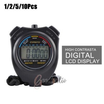 Electric Stopwatch Digital LCD Sports Counter Timer Watch w/ Lanyard ...
