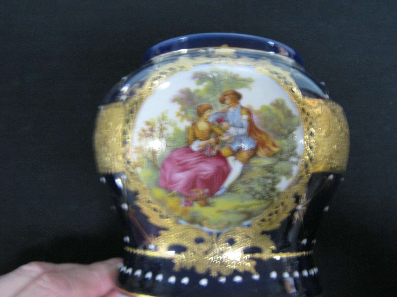 Vintage L.F. Fine Porcelain Figures LIMOGES copy-P.R.C.Vase Cobalt Gold ...