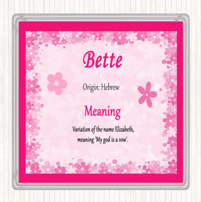 Bette Name Meaning Drinks Mat Coaster Pink | eBay