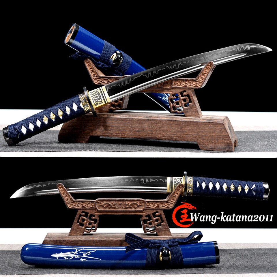 20''Tanto T10 Clay Tempered Mini Katana Knife Sharp Japanese Samurai ...