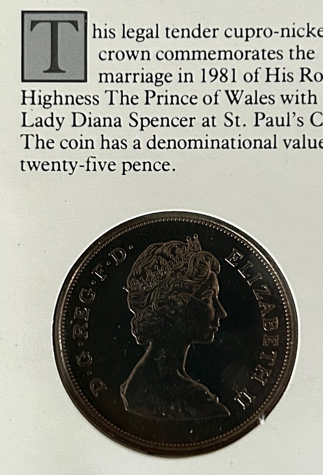 1981 One Crown Prince Charles Wales & Diana Royal Wedding Royal Coin ...
