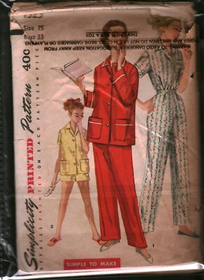 1325 Vintage Simplicity SEWING Pattern Juniors 1960s Pajamas Top Shorts ...