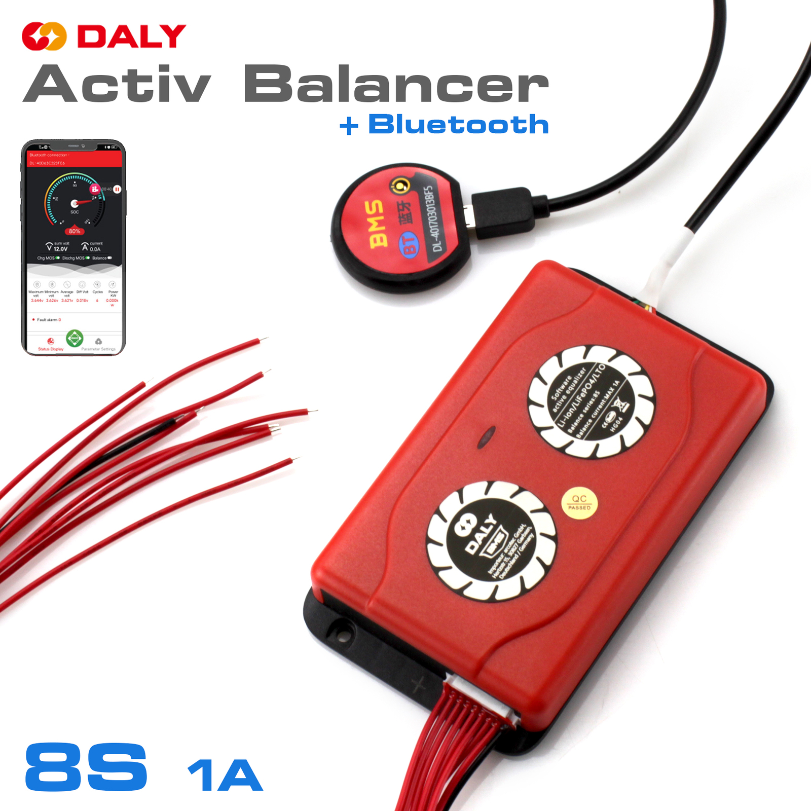 Daly BMS Smart Activ Balancer LFP LifePO4 12V 24V 48V 4S 8S 16S 1A mit ...