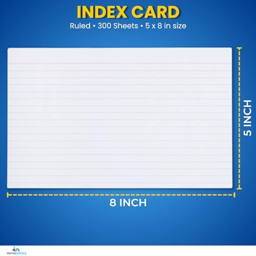 Index Cards 5x8 Ruled White Ruled Index Cards 5" x 8" 100/Pack 3 Pack ...