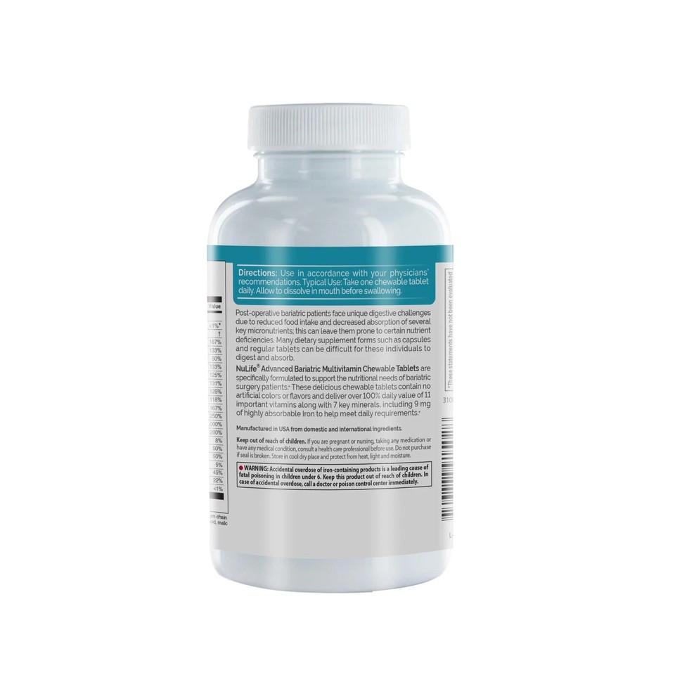 Nu-Life Advanced Bariatrics Multivitamin Chewable Tablets Bariatric ...