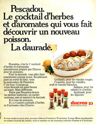 publicité Advertising 0523 1971 Ducros épices Pescadou daurade coktail ...