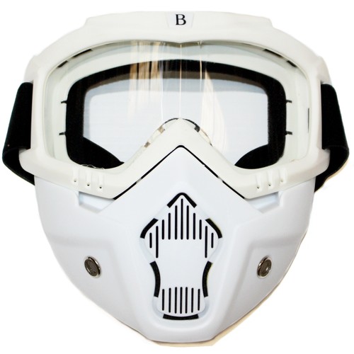 White Full Face Paintball Airsoft Mask Motorcycle Goggle Tactical ...
