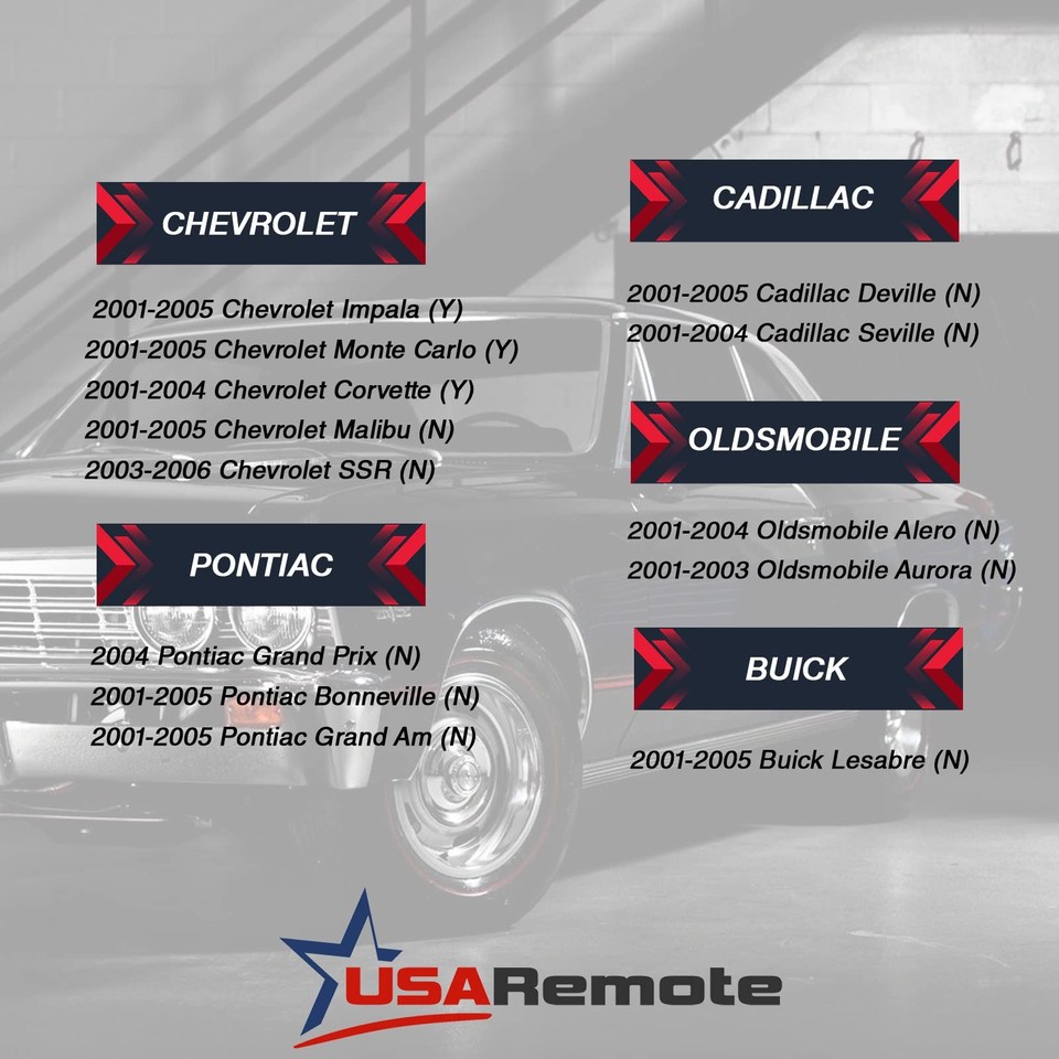 Car Key Fob Keyless Entry Remote fits Chevy Corvette Malibu SSR/Pontiac ...