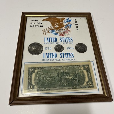 U.S. Bicentennial Coinage & Currency 1776 - 1976 Display Framed $2 ...