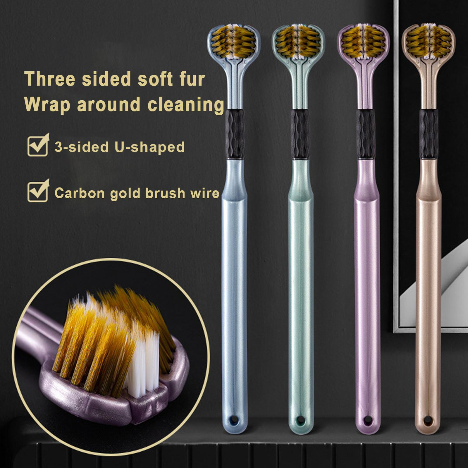 4PCS 3 Sided Autism Sensory Toothbrush Three Bristle Travel Toothbrush ...