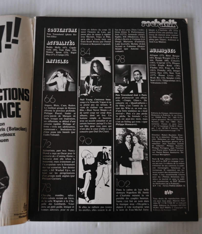 - ROCK & FOLK Music French Magazine #160 PETE TOWNSHEND, The Who cover ...