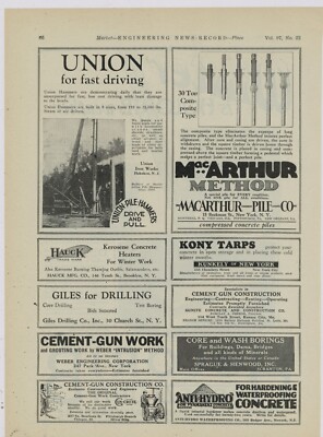 1926 Union Iron Works Ad: Union Pile Hammer - Hoboken, New Jersey | eBay