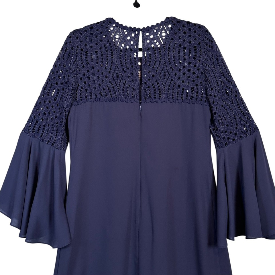 Lilly Pulitzer Amenna Bell Sleeve Lace Dress Navy Size 8 Boho Resort ...