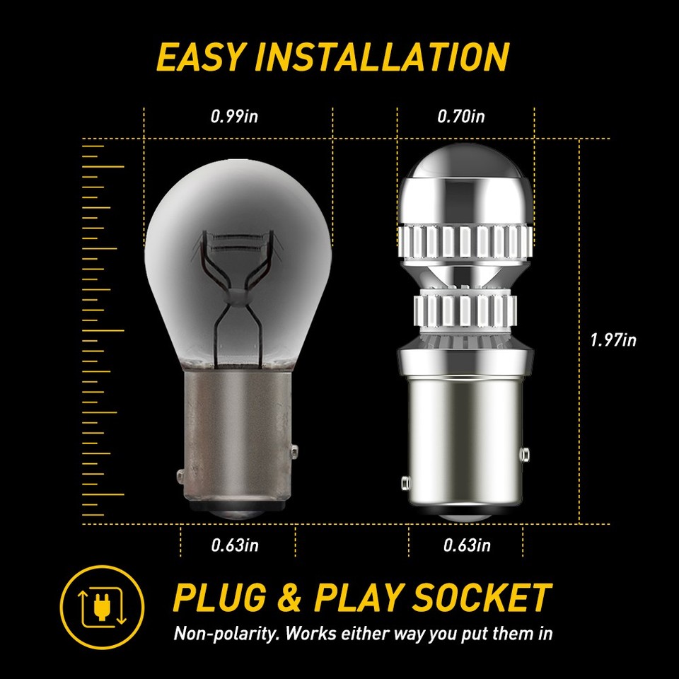 2-10PC 1157 7528 LED Brake Stop Tail Light Bulbs Red CANbus No Error ...