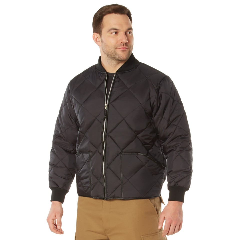 Rothco Diamond Quilt Flight Jacket - Black or Navy Blue Bomber Jacket ...