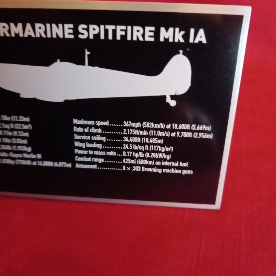 RARE, HACHETTE, SUPERMARINE SPITFIRE MK II METAL SIGN | eBay