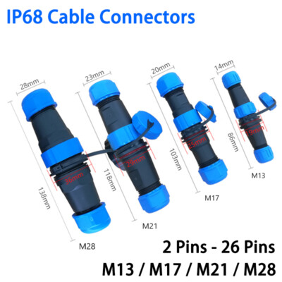 M13-M28 IP68 Aviation Grade Waterproof Cable Connectors 2-26 Pins Male ...