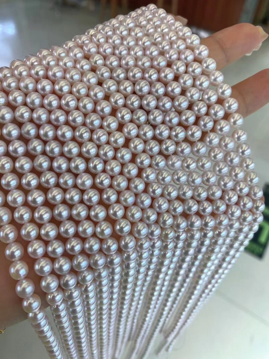 Tennyo lustre 6mm pinkish Japanese akoya saltwater pearl necklace ...