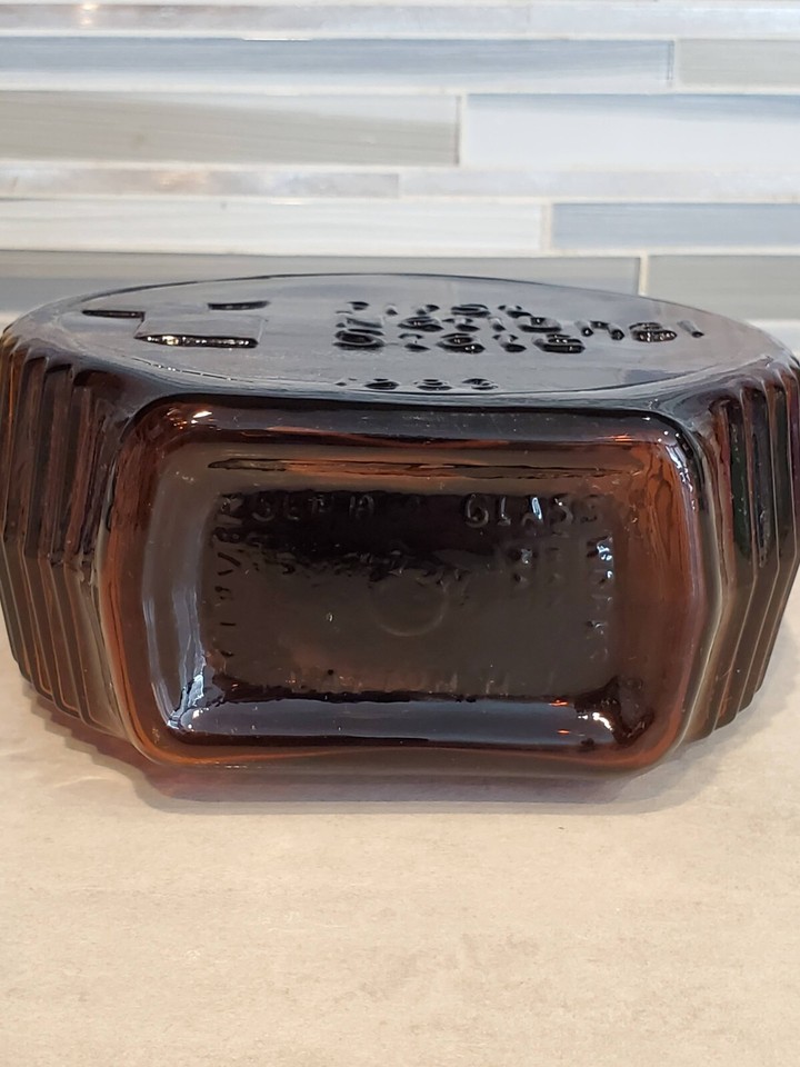 GEORGE WASHINGTON "FIRST NATIONAL" GLASS COIN BANK BOTTLE CLEVENGER ...