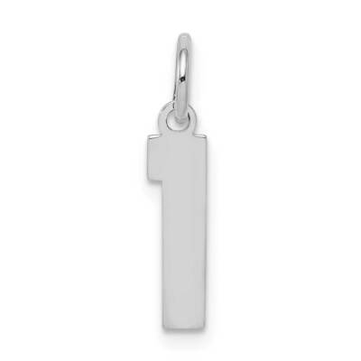 Sterling Silver Rhodium-plated Small Polished Number 1 Charm 0.2 x 0.8 ...