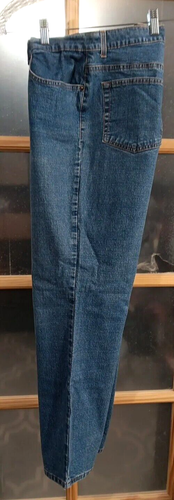 IZOD Jeans Relaxed Stretch SZ 14 Womens Blue Denim Curvy Fit Leather ...