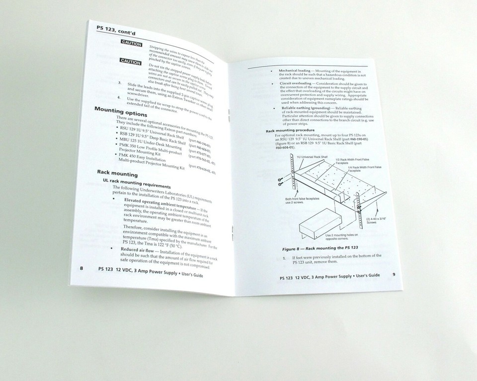 Extron Electronics PS123 Power Supply User's Guide Instruction Manual ...