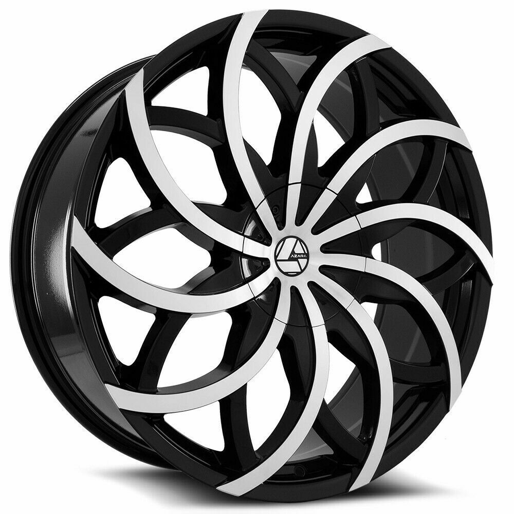 28" Inch Black Machined Azara 504 Wheels Rims Machine 5x115 5x120 +15 ...