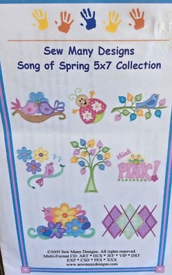 SEW MANY DESIGNS-MACHINE EMBROIDERY CD-SONG OF SPRING 5 X 7 -NEW | eBay