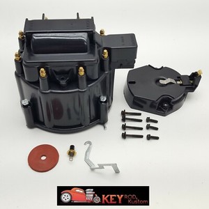 Chevy GM Black HEI Large Distributor Cap Rotor Kit SBC BBC 305 327 350 ...