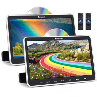 NAVISKAUTO 2 x 10.1" Portable Car DVD Player with Headset HDMI AV IN ...