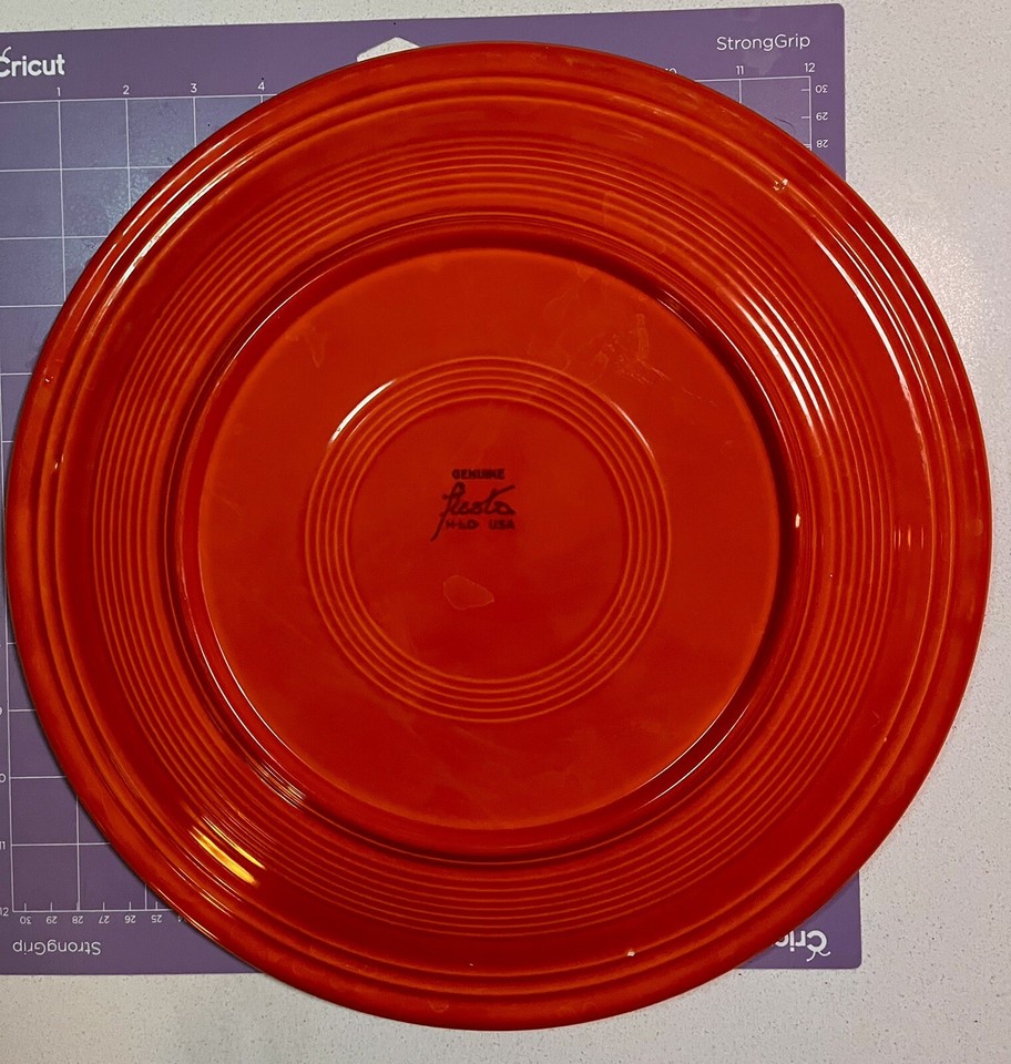 Vintage RED ORANGE FIESTA PLATE RADIOACTIVE LARGE 14" CHOP PLATE ...