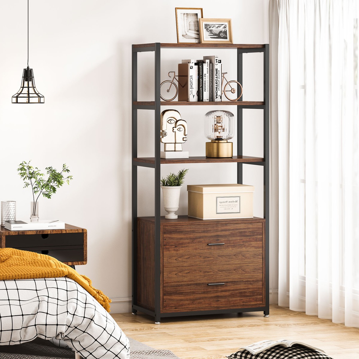 Modern Bookcase With 4 Drawers