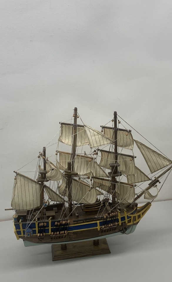 Vintage Wooden Model Ship HMS Bounty Tall Ship Nautical Decor | eBay