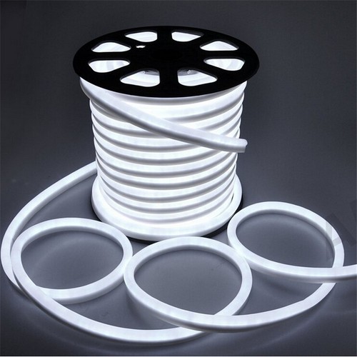 NEON BOBINA UNICA 50m LED STRIP STRISCIA DA ESTERNO 220V BIANCO FREDDO ...