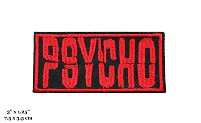 Psycho Classic Horror Movie Name Logo Red Black Embroidered Iron On ...