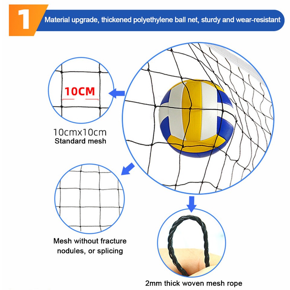 Portable Volleyball Net Tear-Resistant Frame for Backyard Pool ...