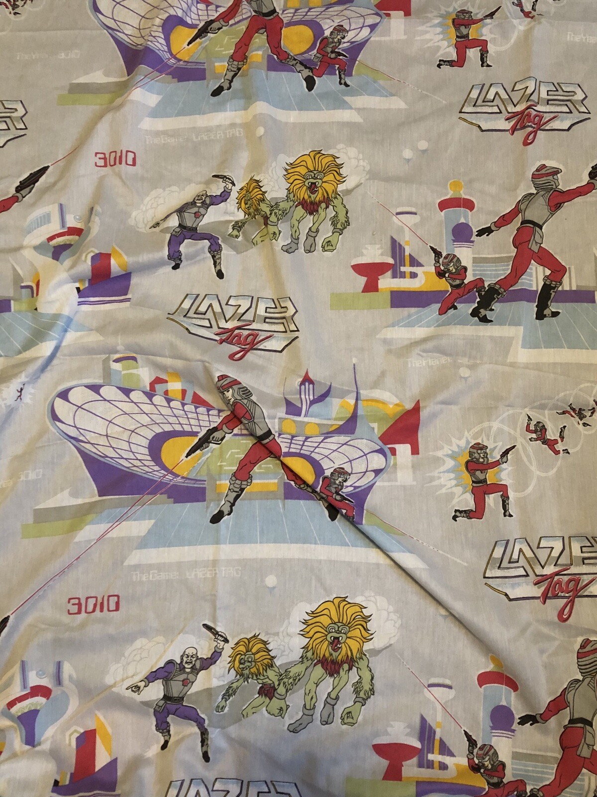Vintage 1980's Lazer Tag Sheet Twin Size Flat Sheet 80s Laser Cartoon ...